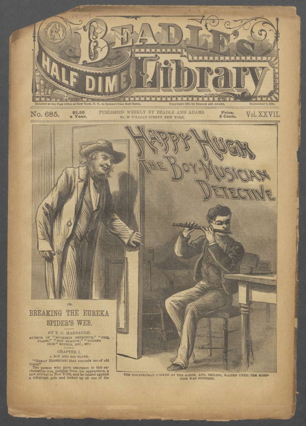 Beadle's Half Dime Library 685 - Happy Hugh, the Boy-Musician Detective