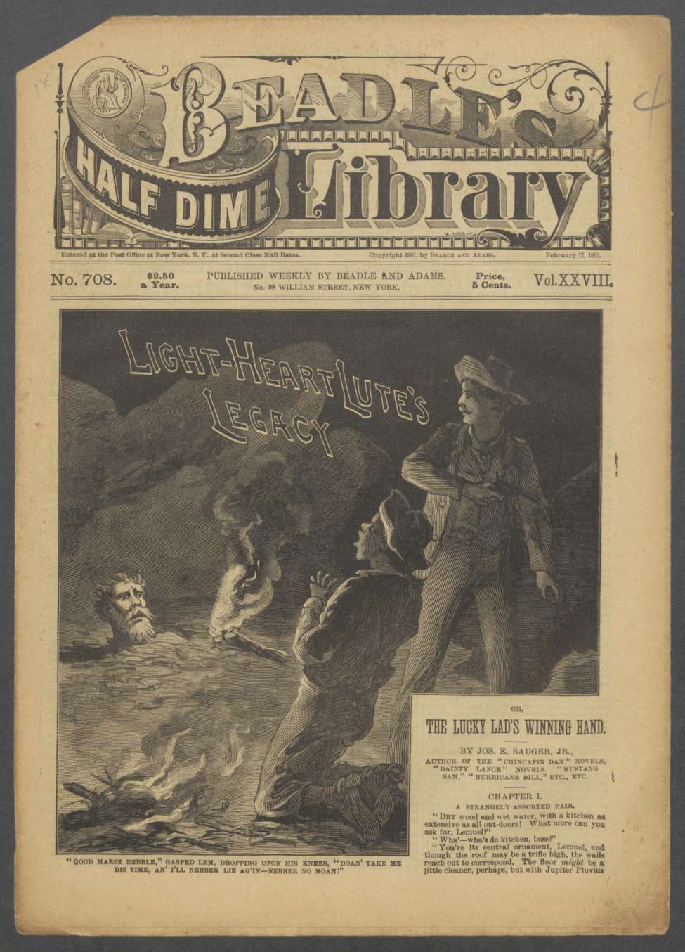 Beadle's Half Dime Library 708 - Light-Heart Lute's Legacy