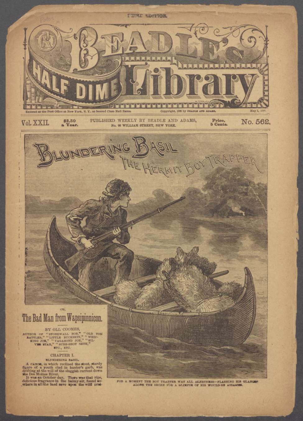 Beadle's Half Dime Library 562 - Blundering Basil, the Hermit Boy Trapper